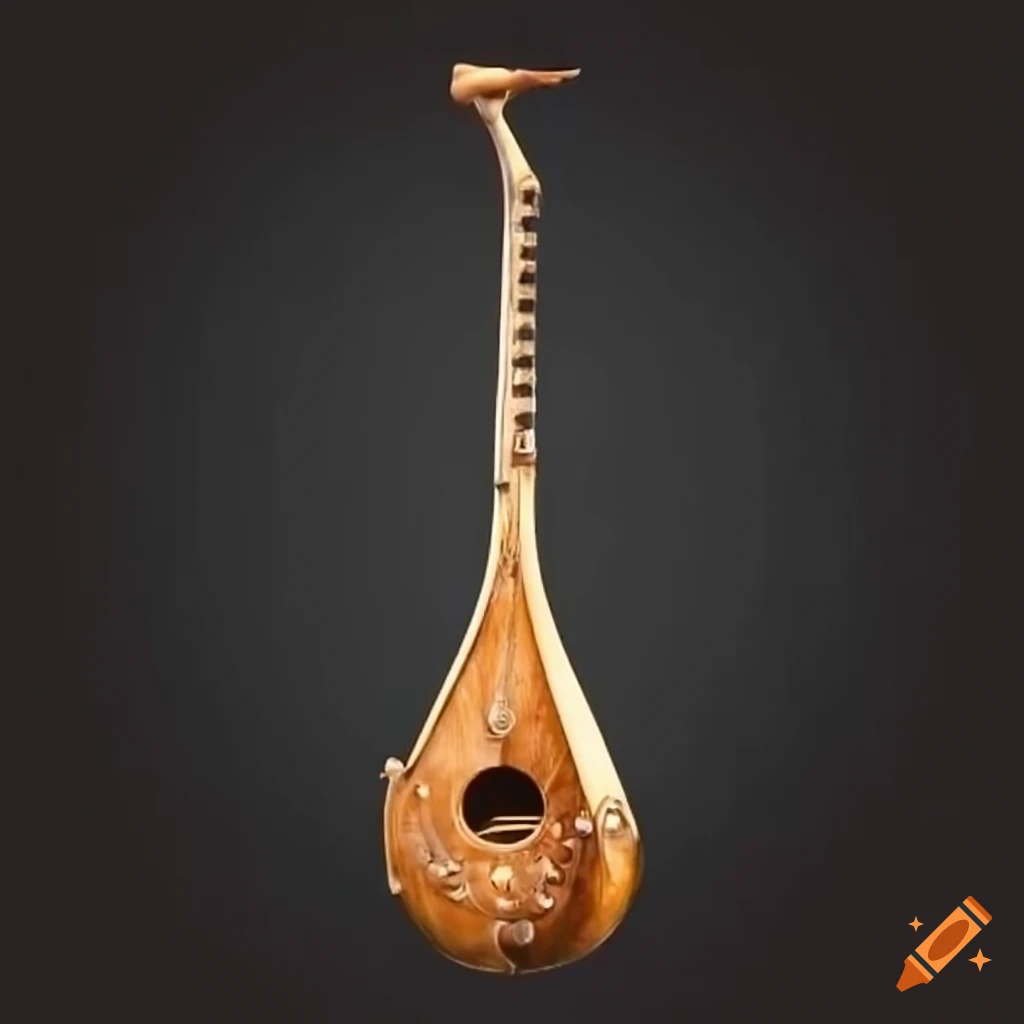 Intricate traditional dombra instrument on Craiyon