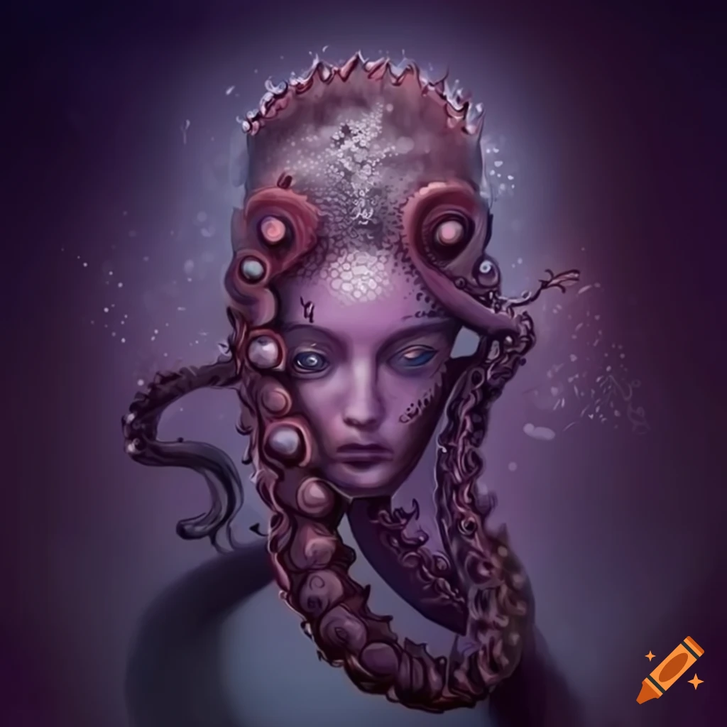 Illustration of a gentle scylla with graceful tentacles