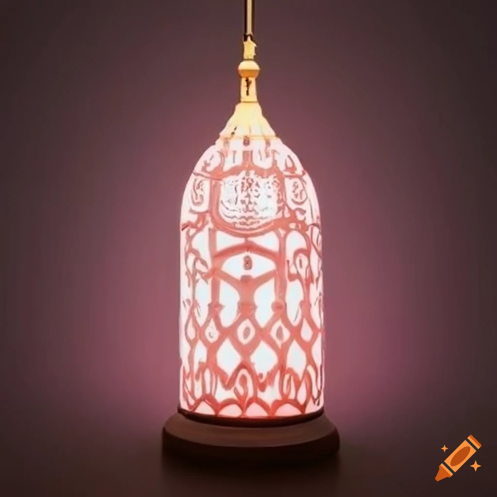 White and pink islamic art lamp on Craiyon