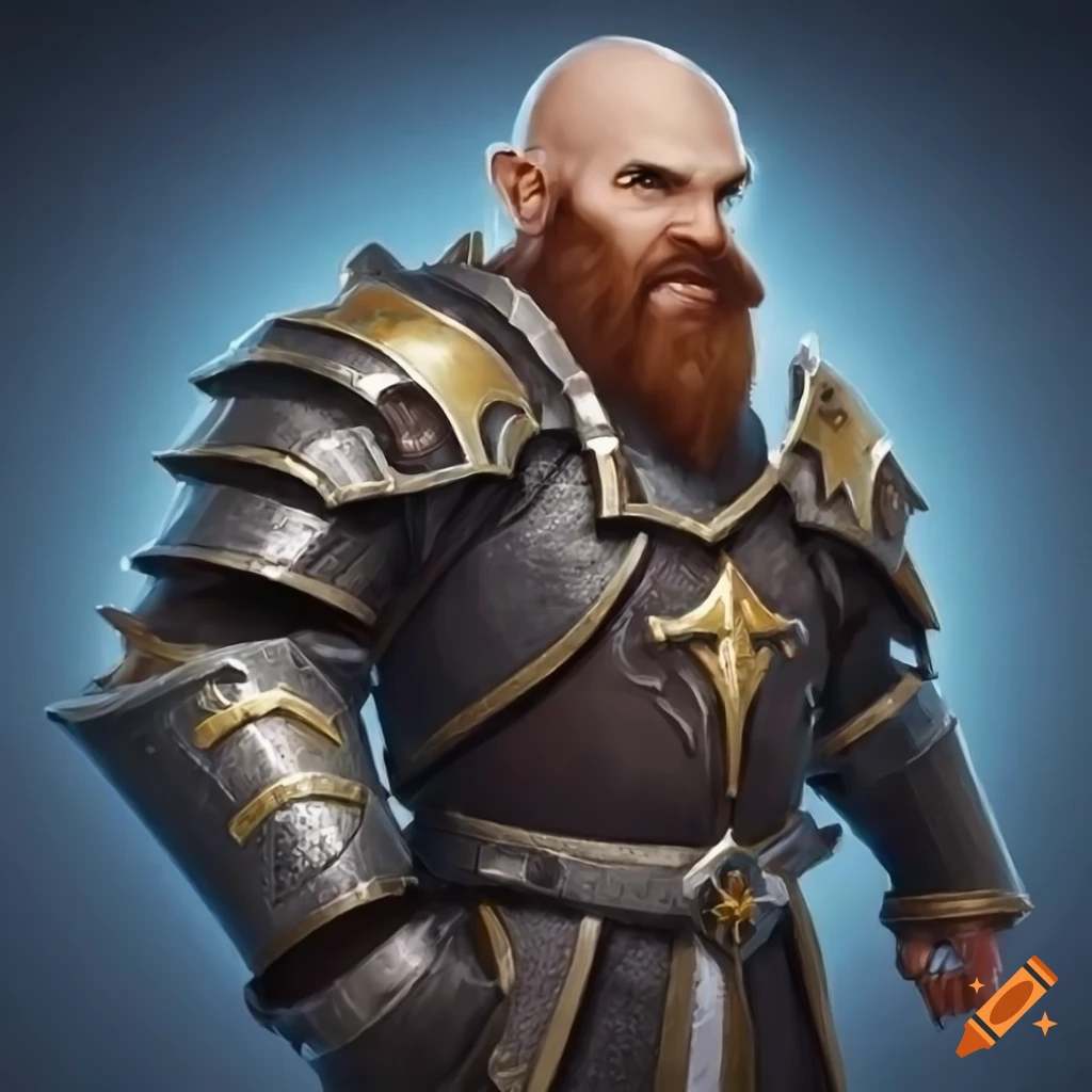 Dark fantasy illustration of a black-skinned dwarf warrior on Craiyon