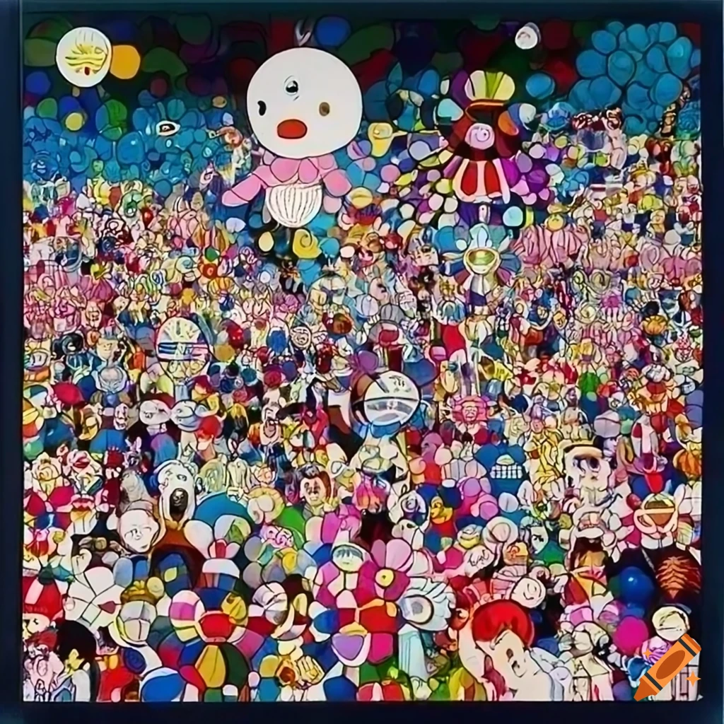 Colorful pop art crowd scene on Craiyon