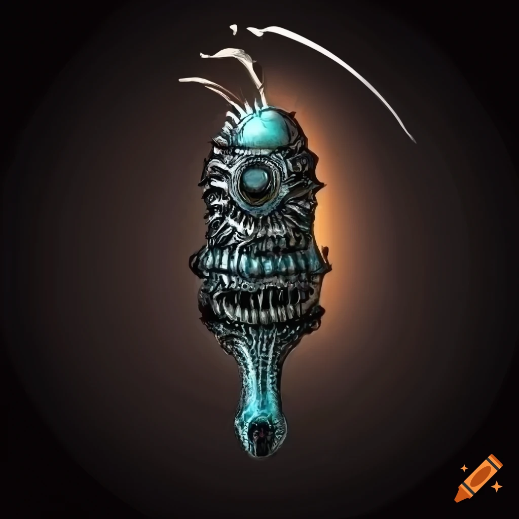 Giger-style torch on white background on Craiyon