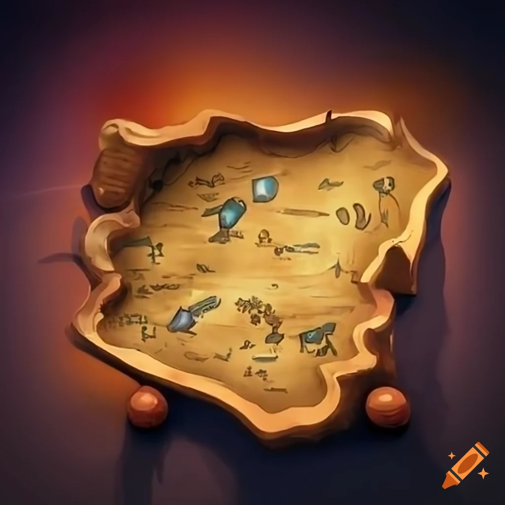 Mysterious treasure map illustration on Craiyon