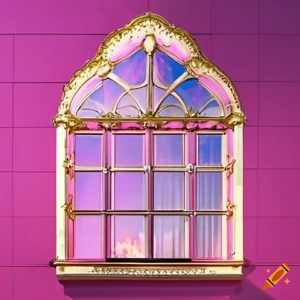 Pink rococo glass facade of a beautiful building on Craiyon