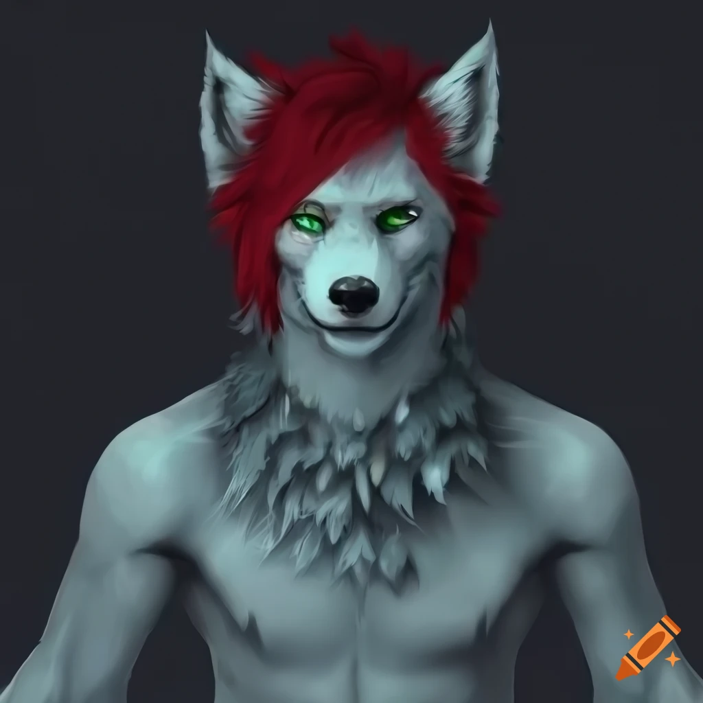 Buff man wearing a sergal furry mask on Craiyon
