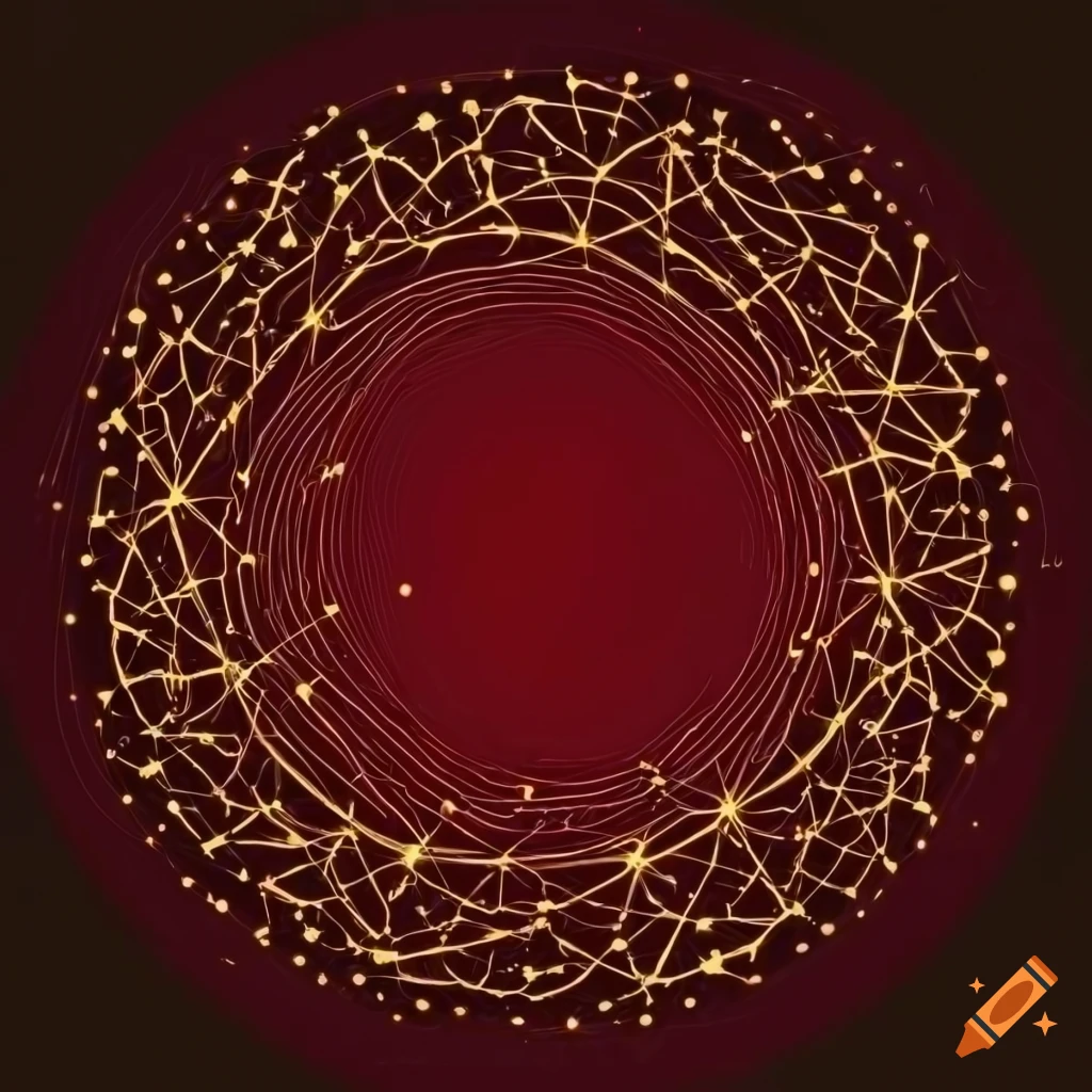 Golden interconnected constellation on black background on Craiyon