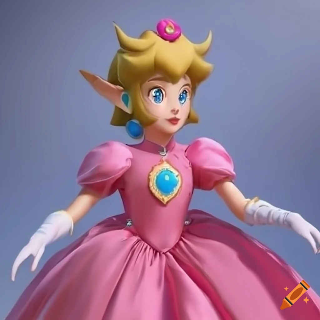 Link cosplay in princess peach's pink silk ballgown on Craiyon