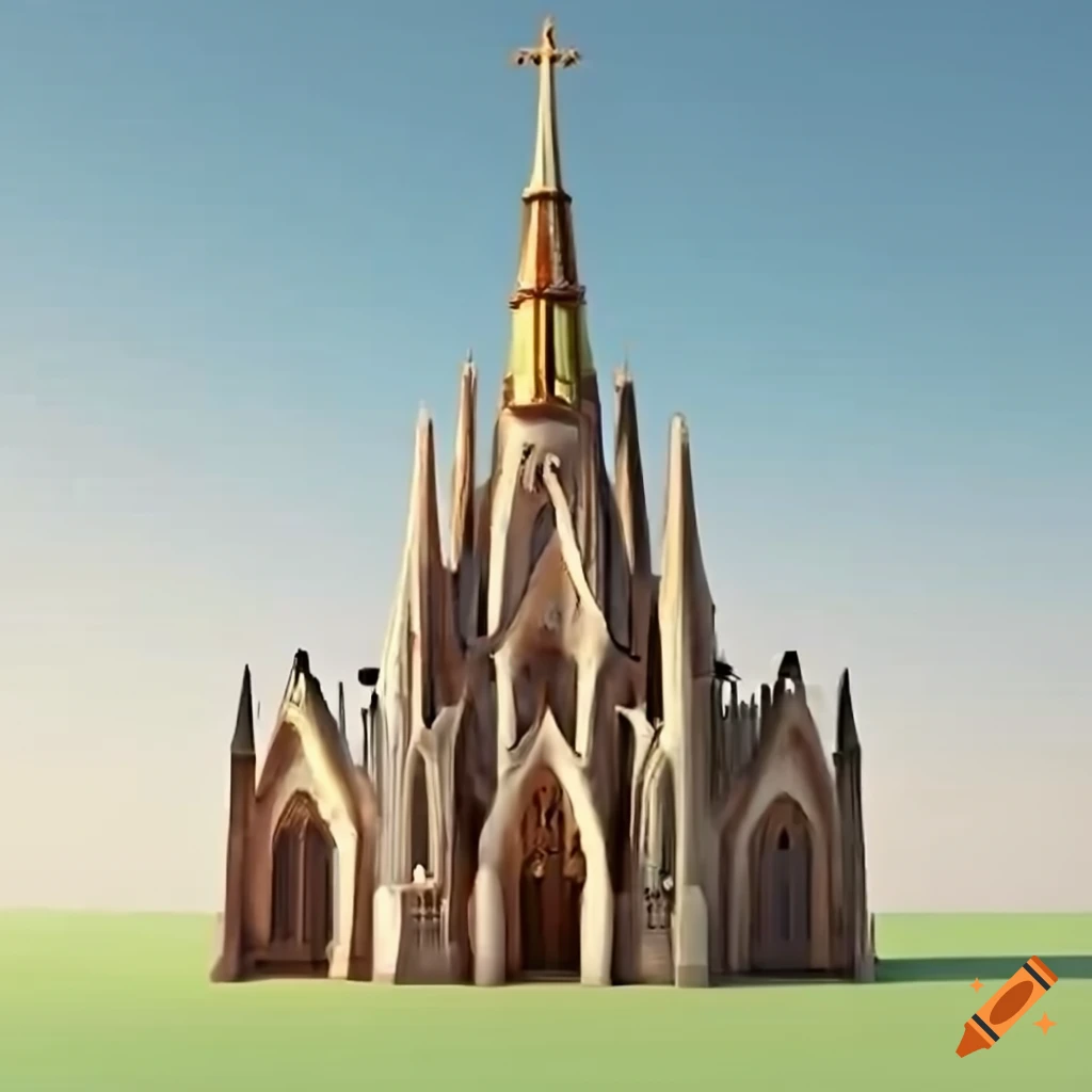 Realistic rendering of a gaudi-style church
