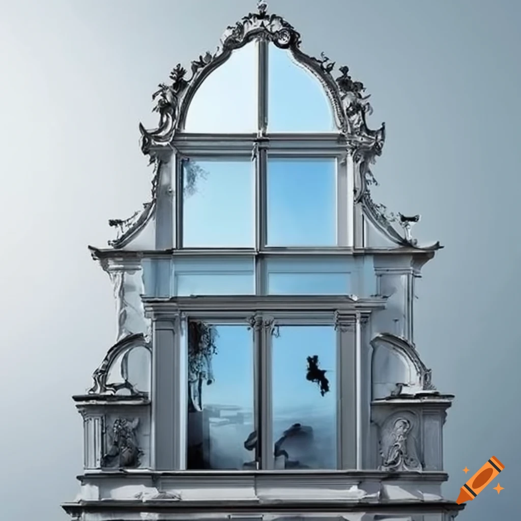 Rococo glass facade with gable on Craiyon