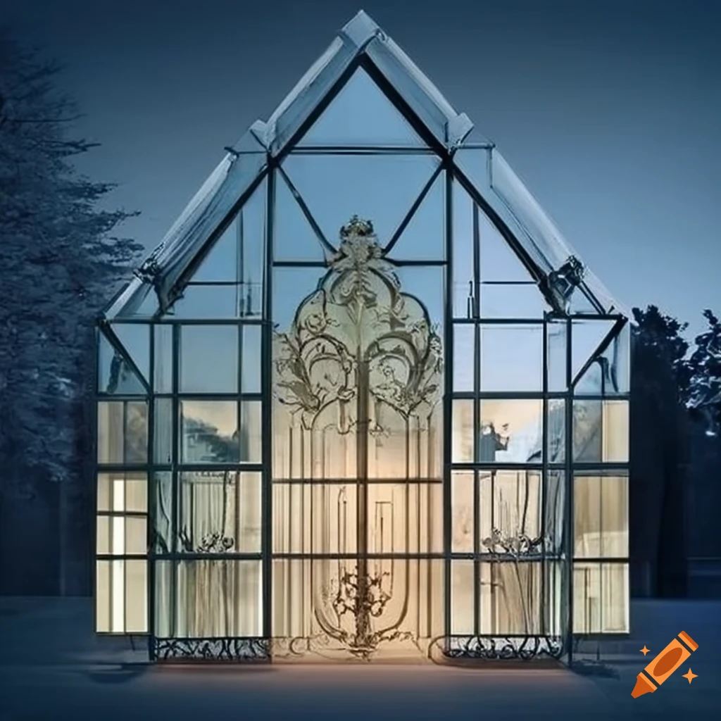 Rococo glass facade with gable on Craiyon