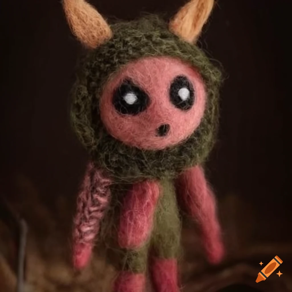 Felted wool forest creatures in masks and costumes