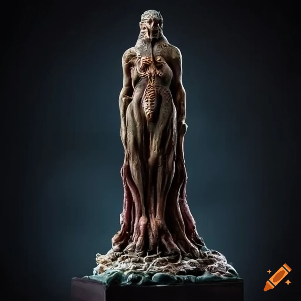 Lovecraftian monster statue on Craiyon