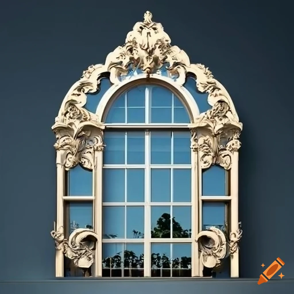 Ornamental rococo glass facade on Craiyon