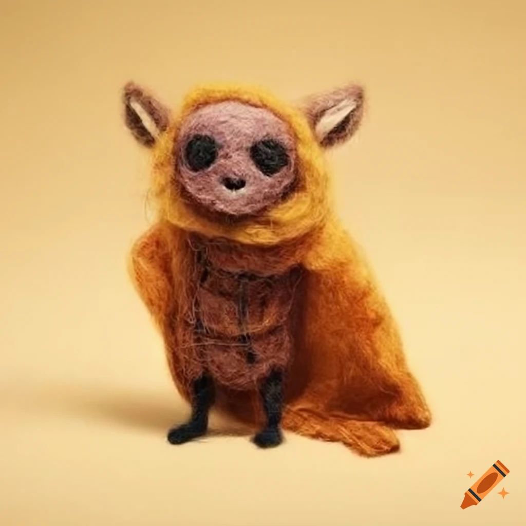 October creatures in masks and costumes made of felted wool on Craiyon