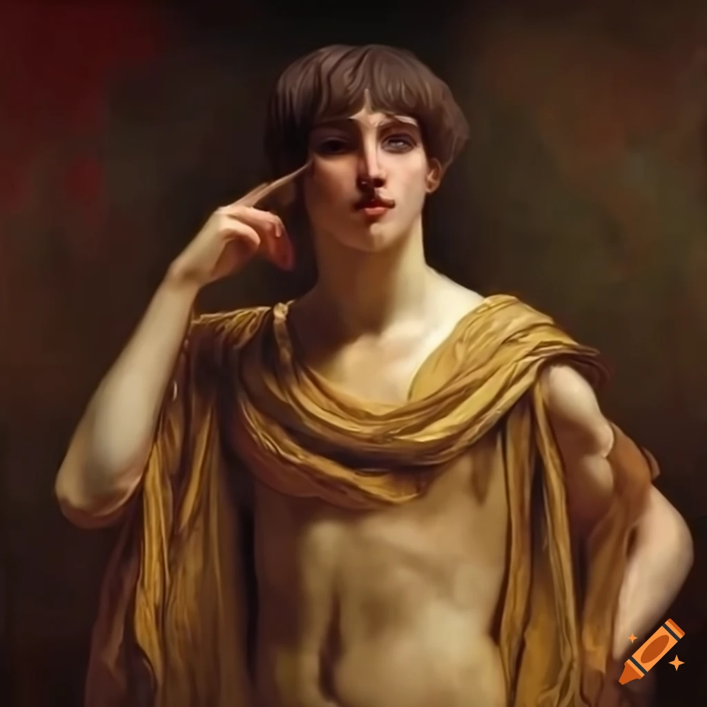 A majestic fresco portraying the personification of masculinity. a god ...