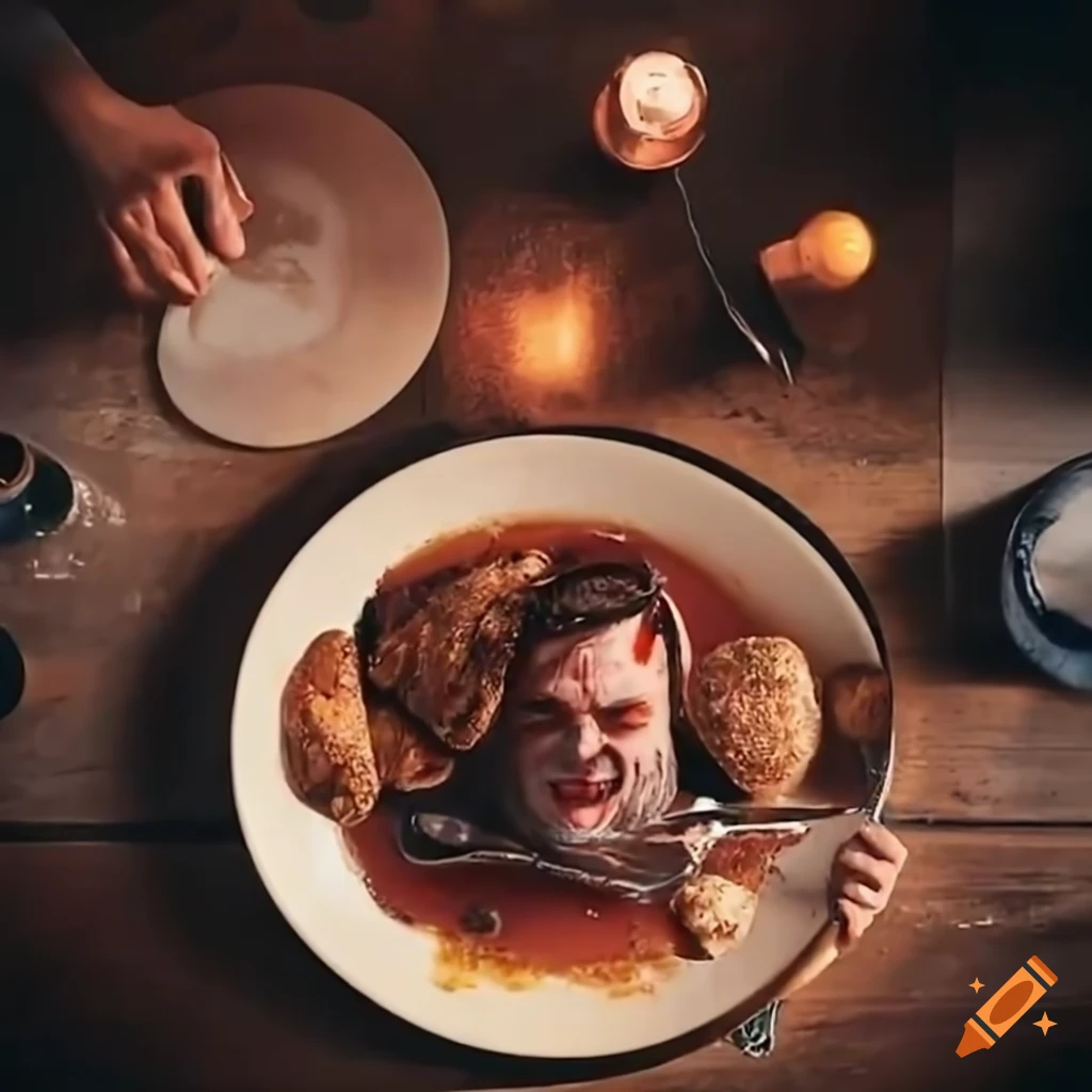 Jack Black enjoying a unique meal in an Italian restaurant on Craiyon