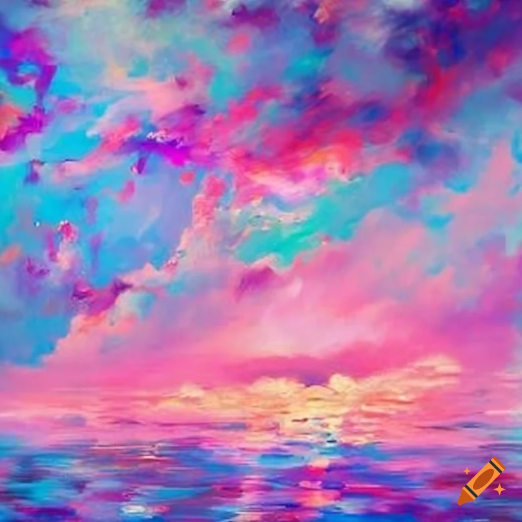 Monet-inspired pink sky landscape on Craiyon