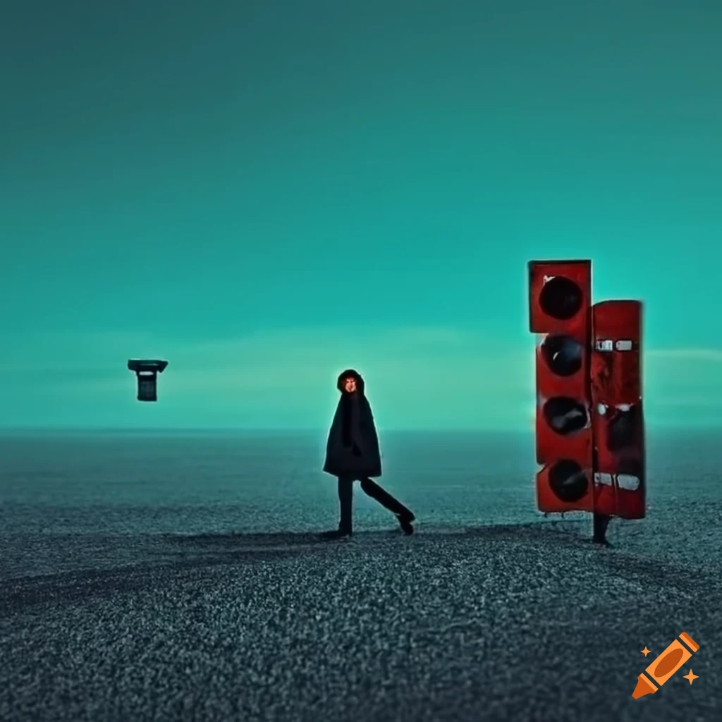 Surreal ampelmann walking away on Craiyon