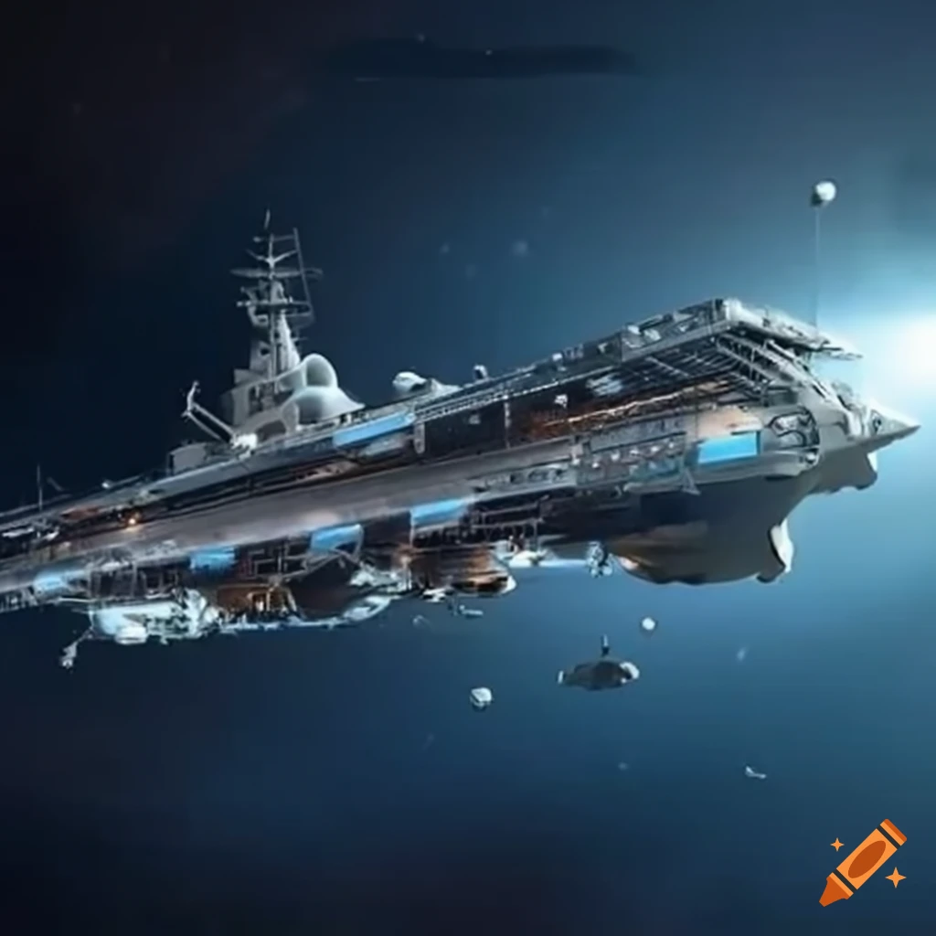 Futuristic naval fleet at sunrise on Craiyon