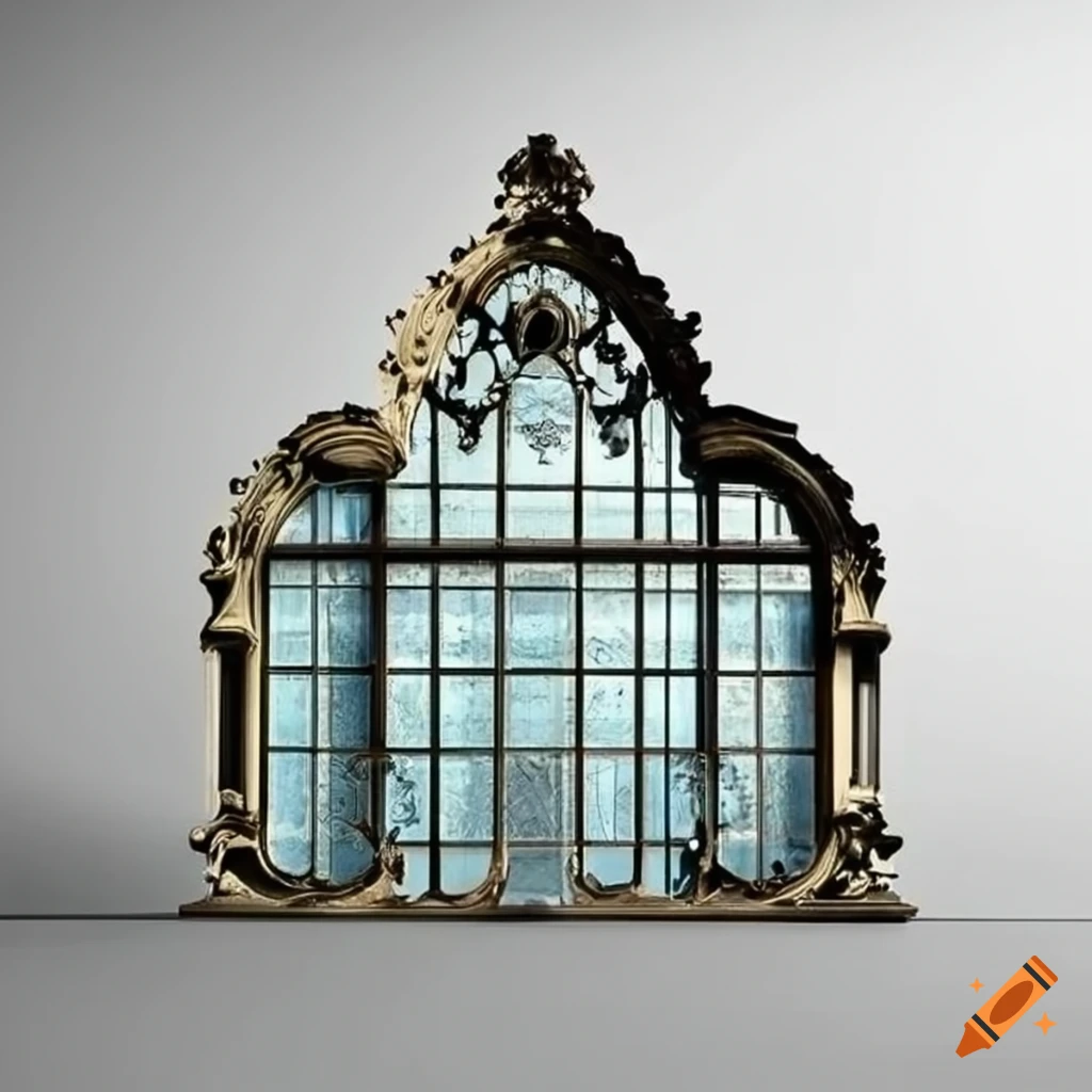 Glass facade with rococo design on Craiyon