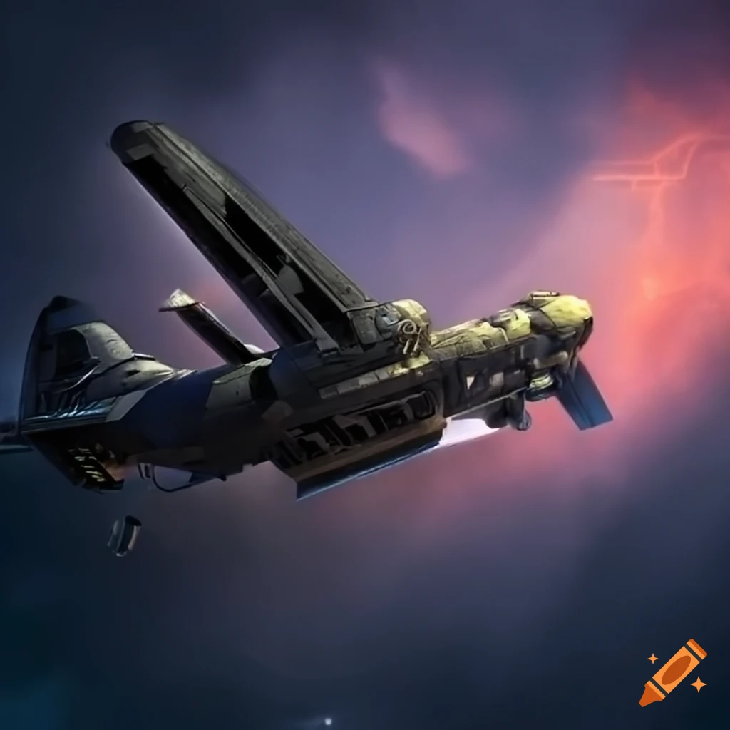 Concept art of thunderhead-class superfortress spaceship on Craiyon