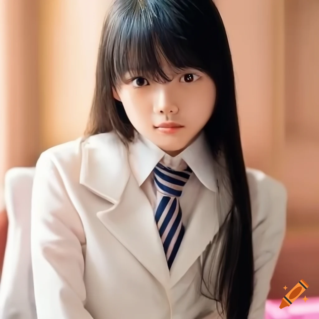 2.5D portrait of a cute Japanese actress in a school uniform on Craiyon