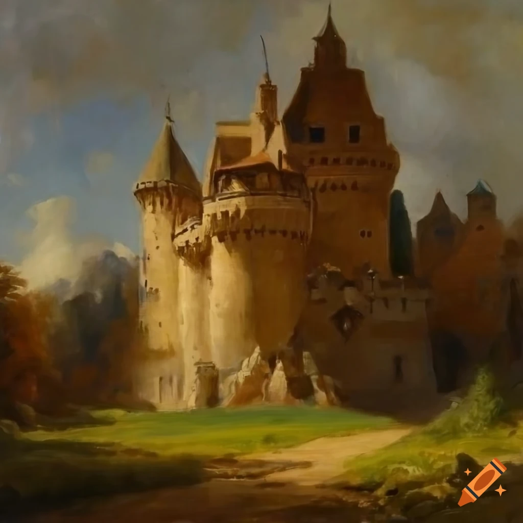 Oil painting of hyrule castle by albert edelfelt