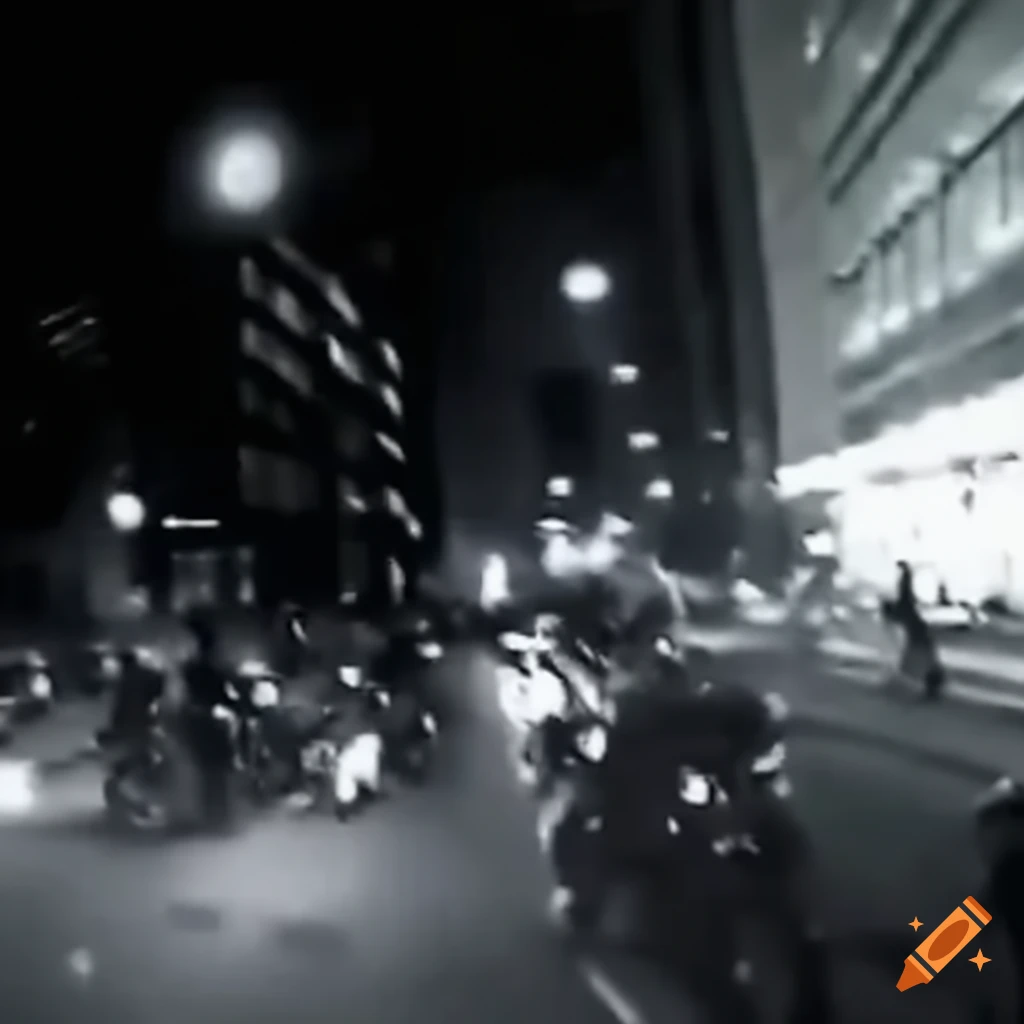 CCTV footage of a motorcycle in an office building on Craiyon