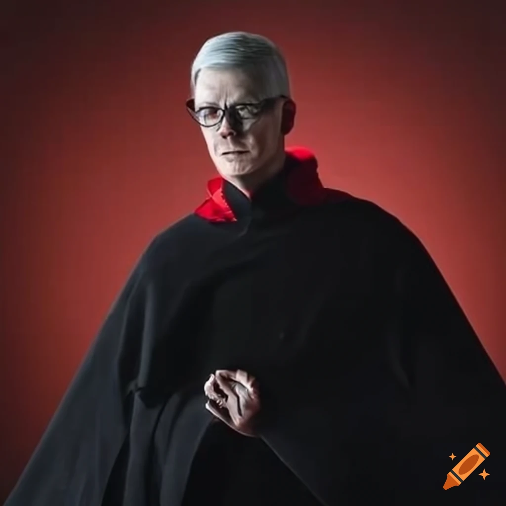 Tim cook in halloween costume with vampire fangs