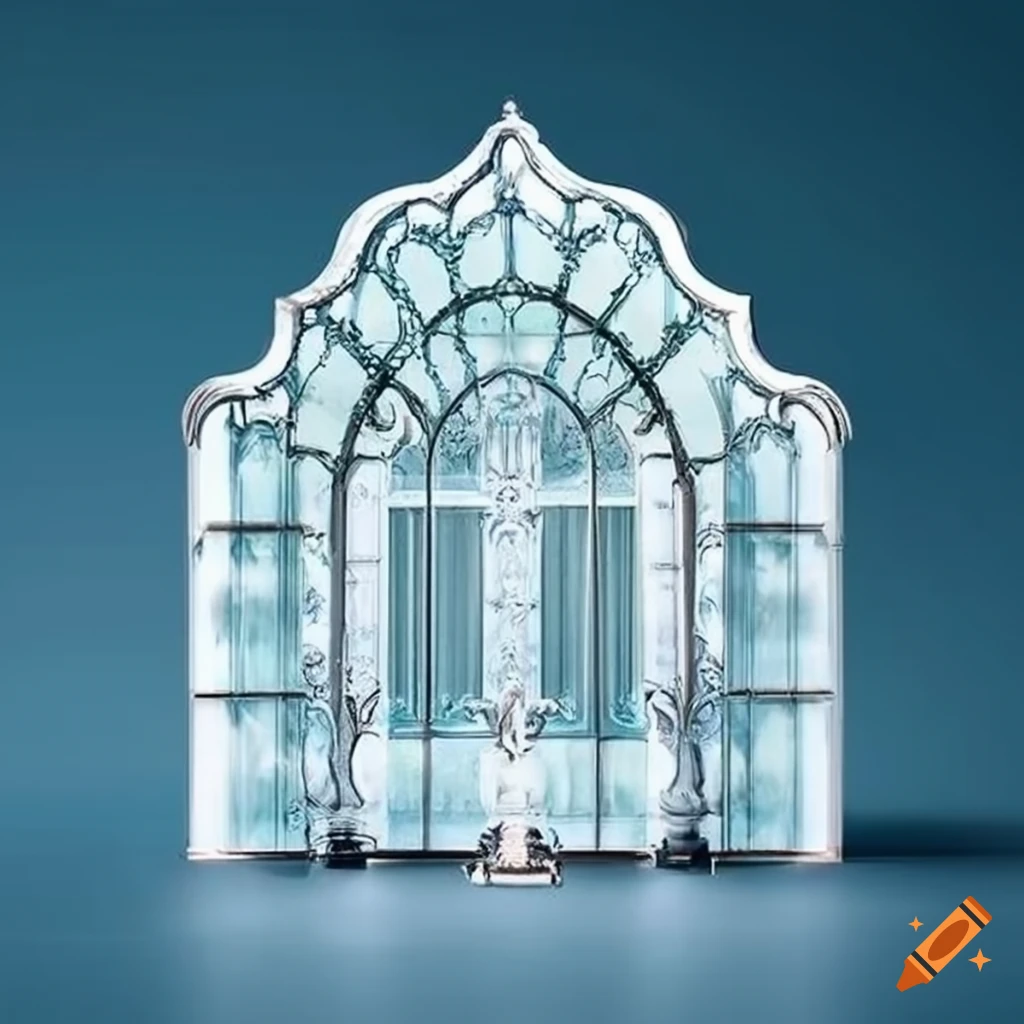 Rococo glass facade with ornamental details on Craiyon