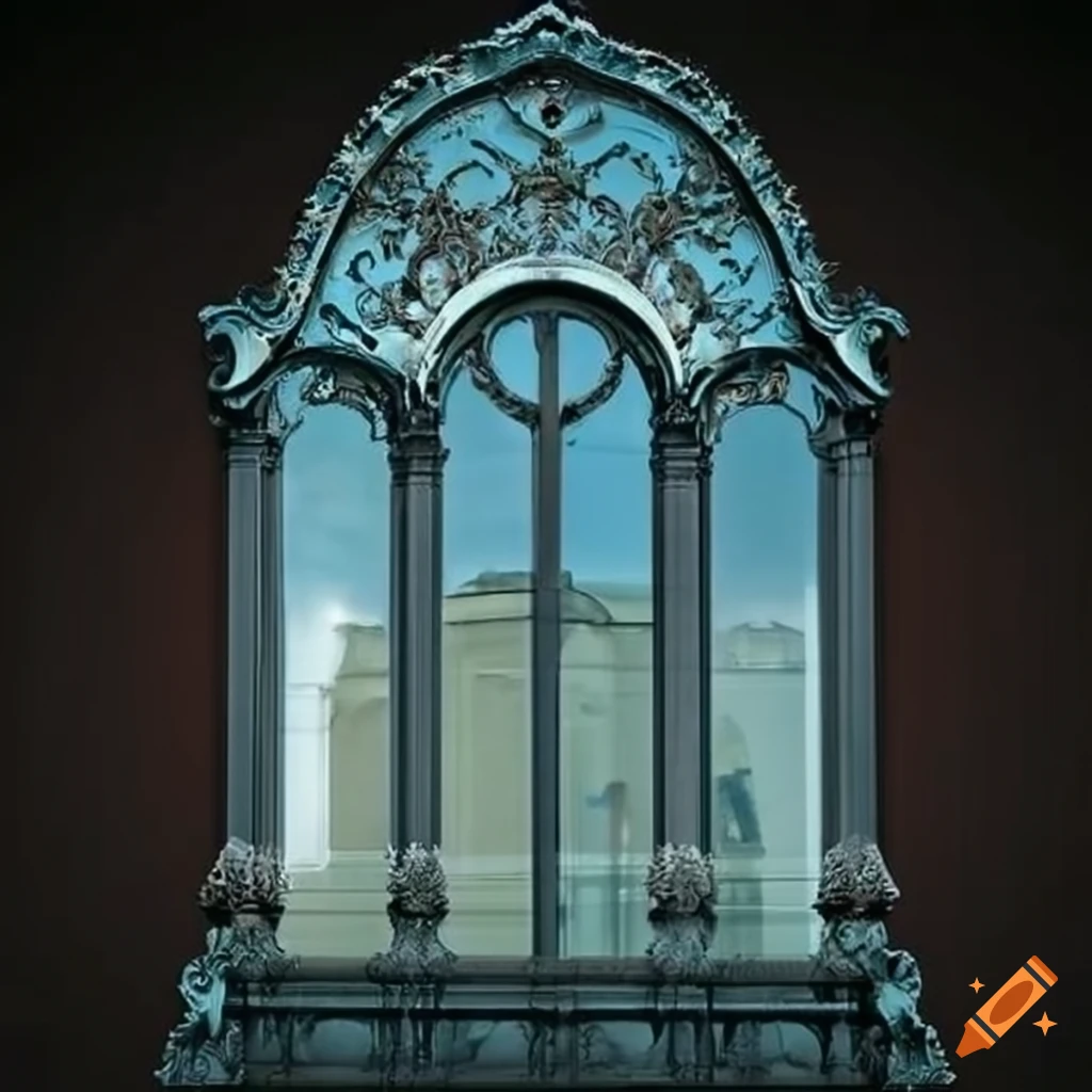 Ornamental rococo glass facade on Craiyon