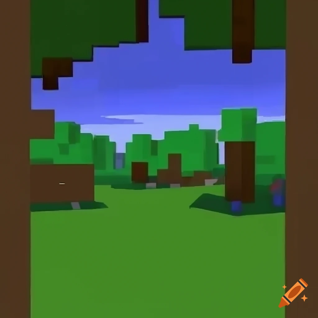 Minecraft landscape with blocks and green grass on Craiyon