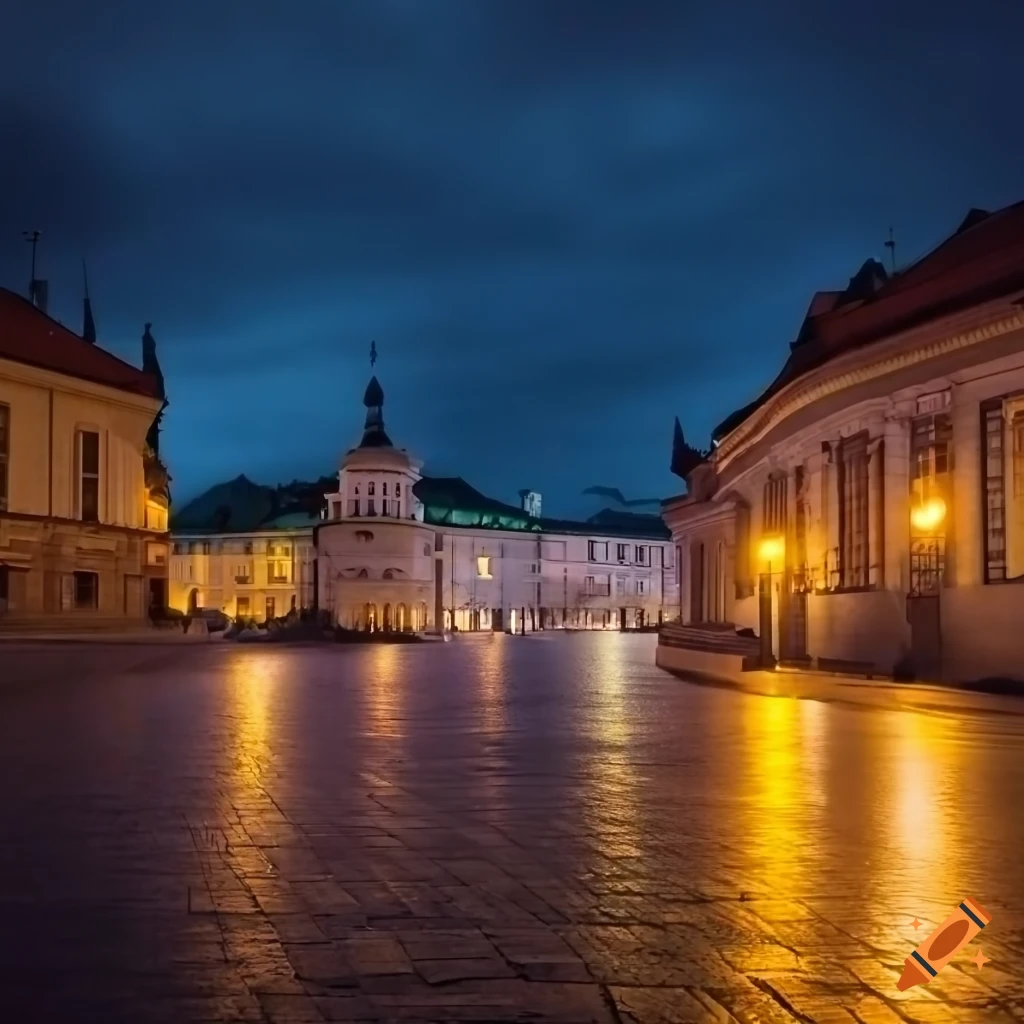 Night view of vilnius cityscape on Craiyon