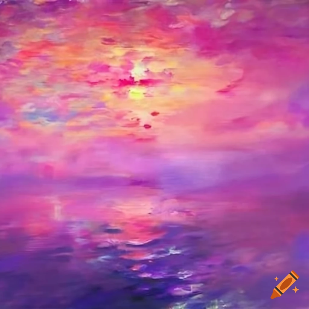 Monet-inspired painting of a pink sky on Craiyon