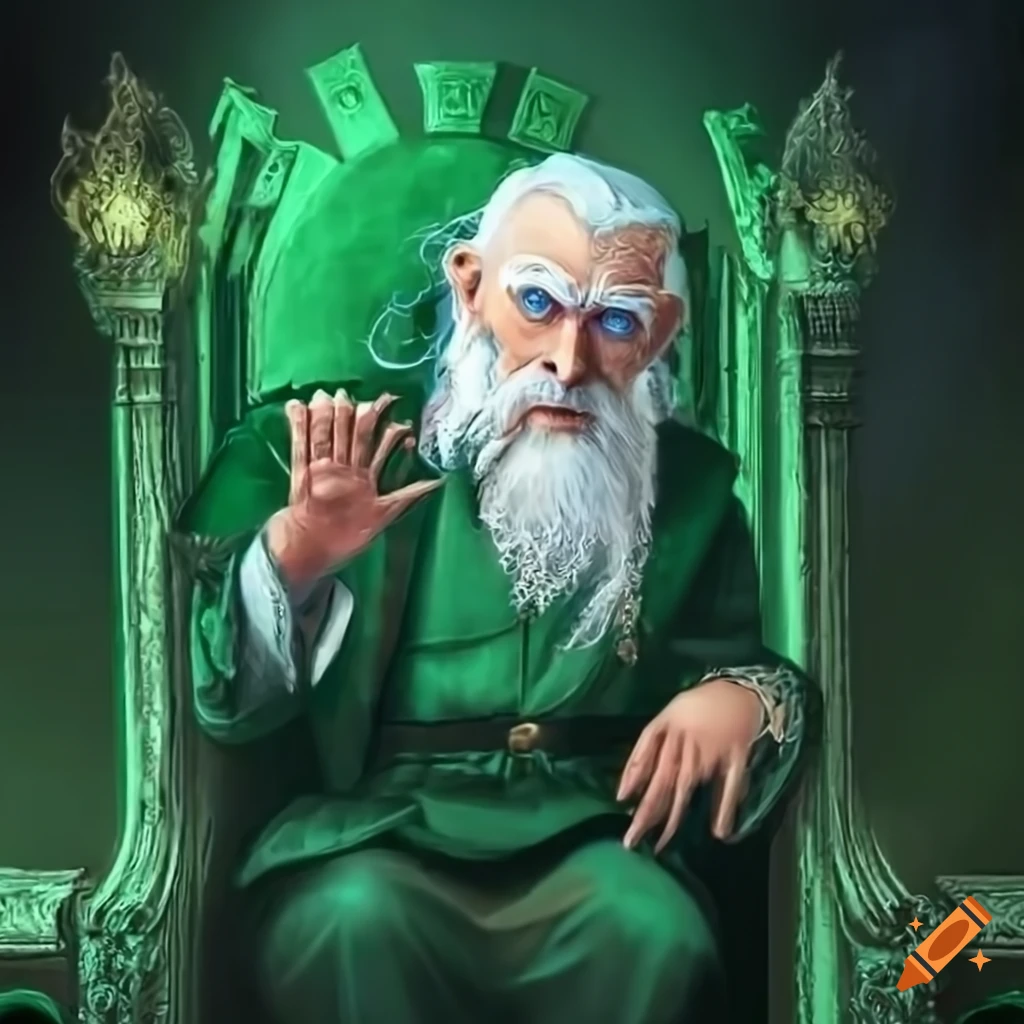 Image of an old wizard sitting on a throne on Craiyon