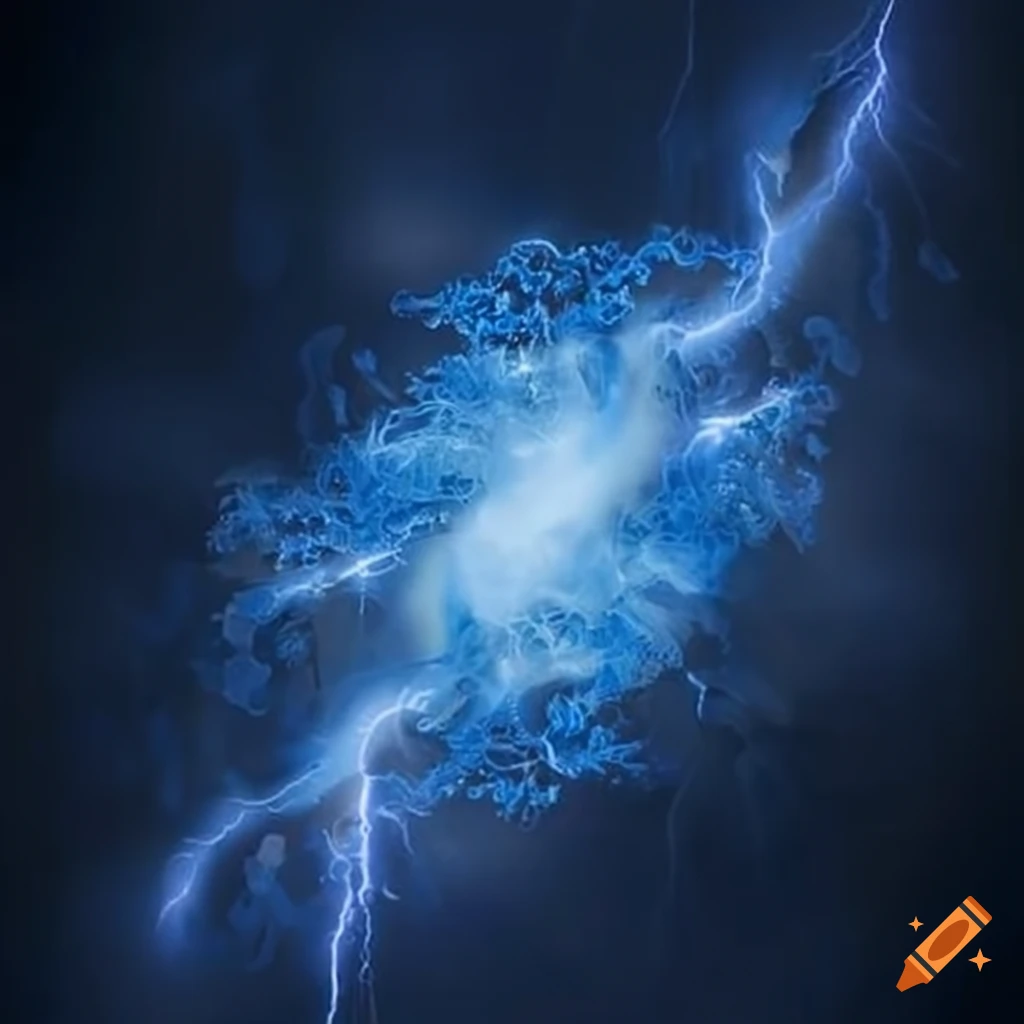 Abstract blue lace with lightning patterns