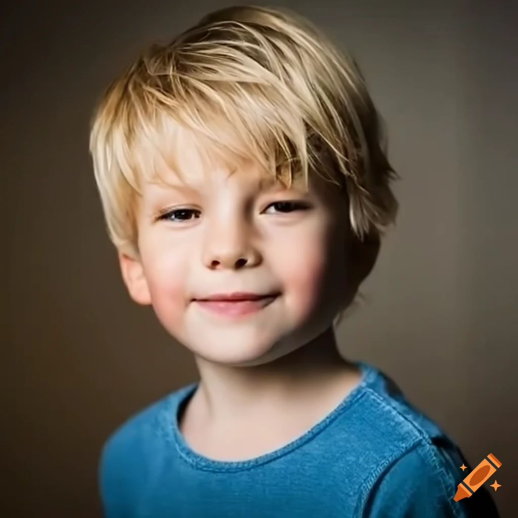 Adorable smiling blond boy