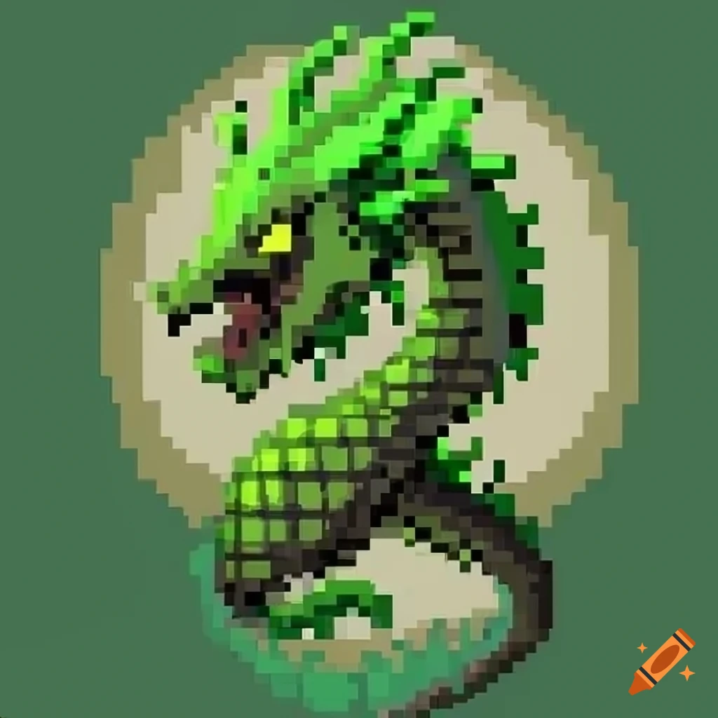 Pixel art of a cool blue serpent dragon on Craiyon