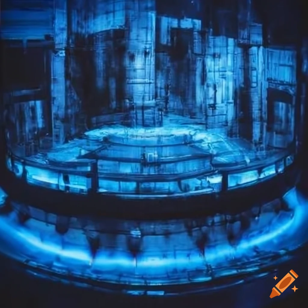 Glowing blue goose in a nuclear reactor pool on Craiyon