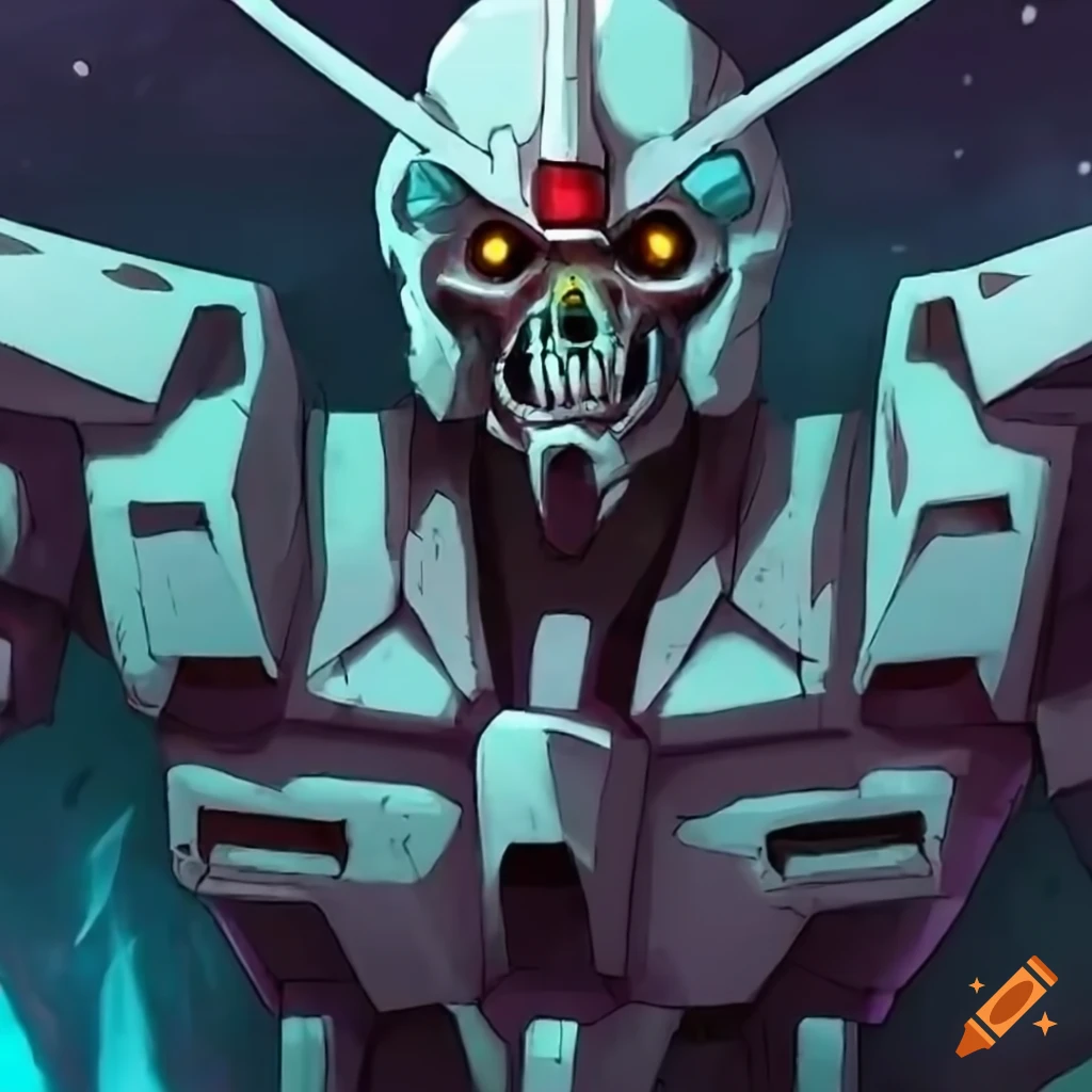 Scary anime image of a gundam skeleton