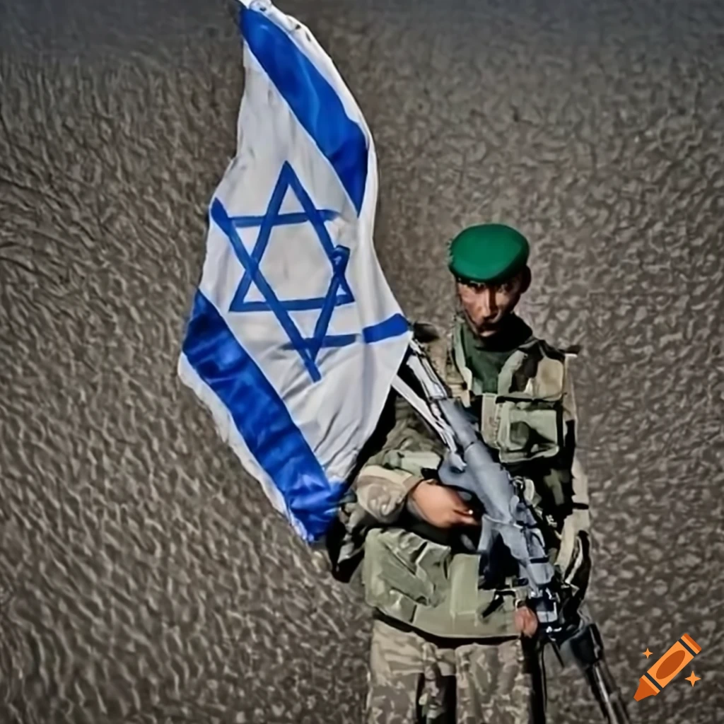 Soldier holding israel flag on Craiyon