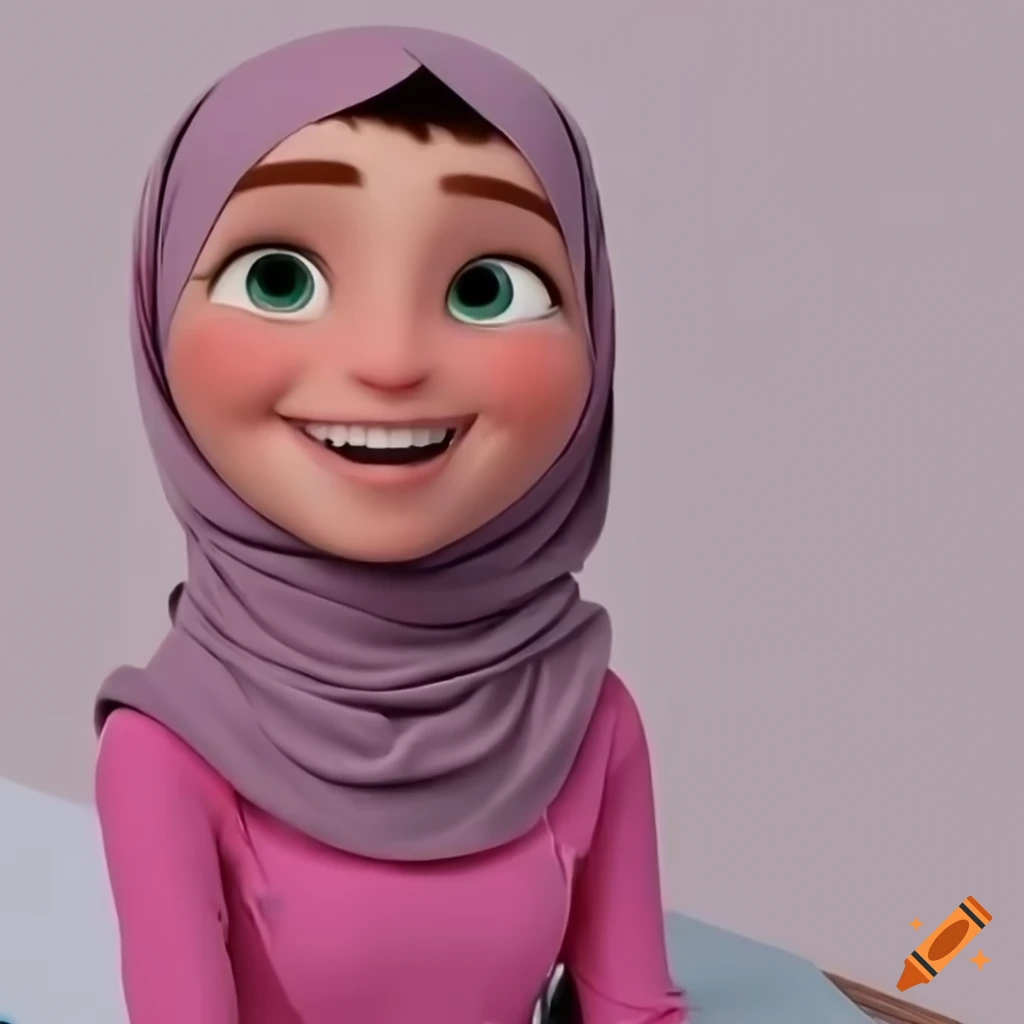 Disney Pixar poster featuring a smiling hijab girl on Craiyon
