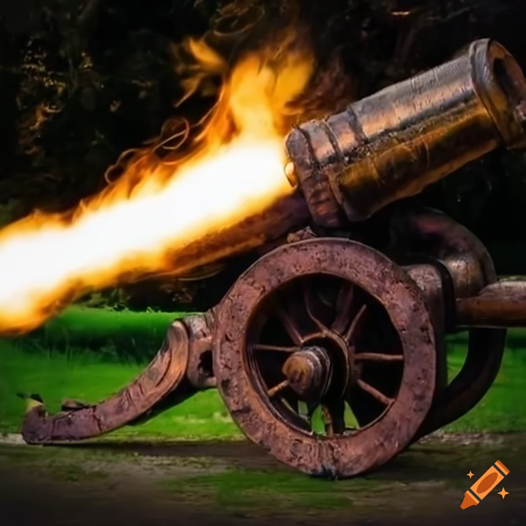 Person standing next to a massive cannon on Craiyon