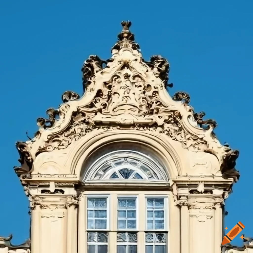 Rococo decorative facade gable on Craiyon