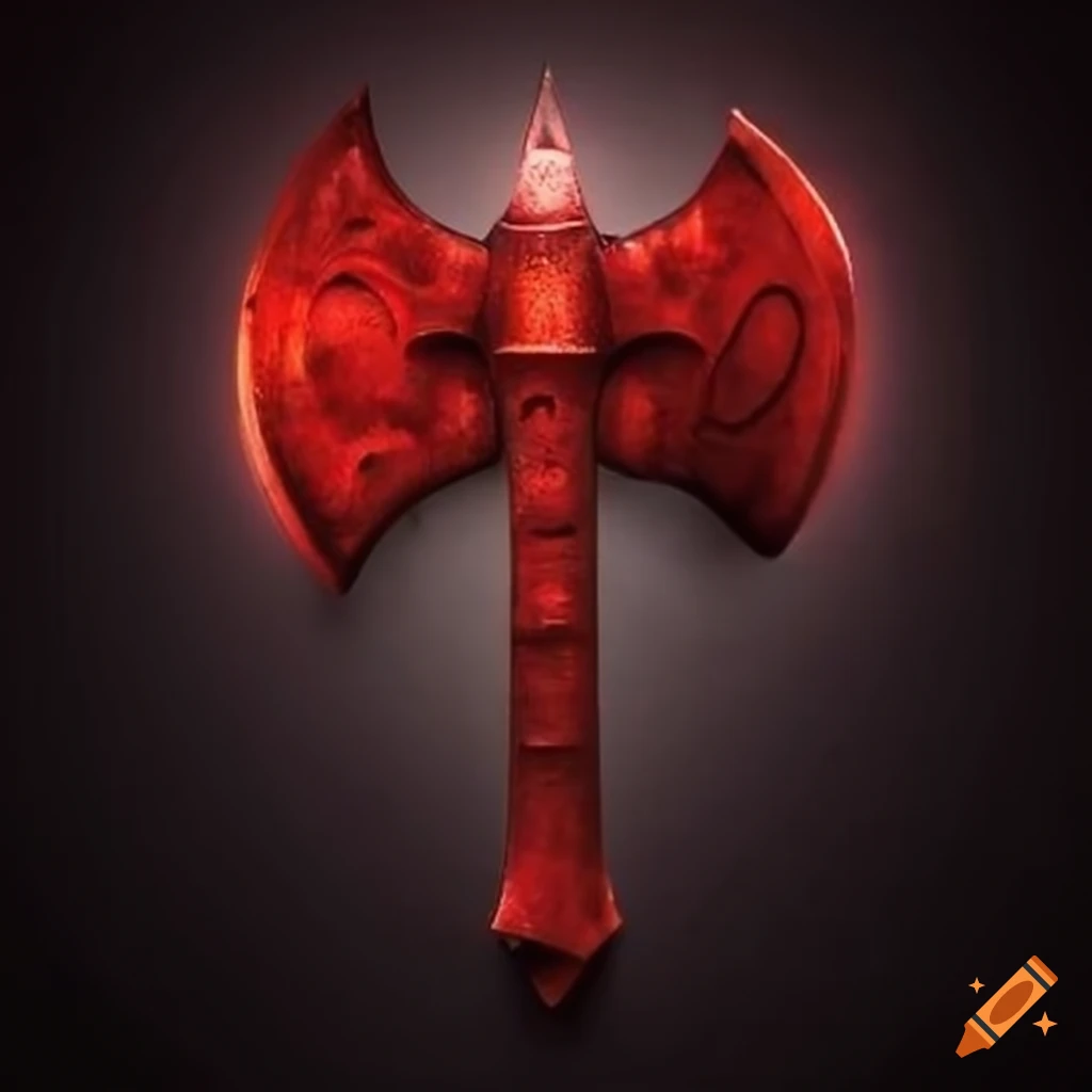 Image of a powerful double-headed red axe on Craiyon