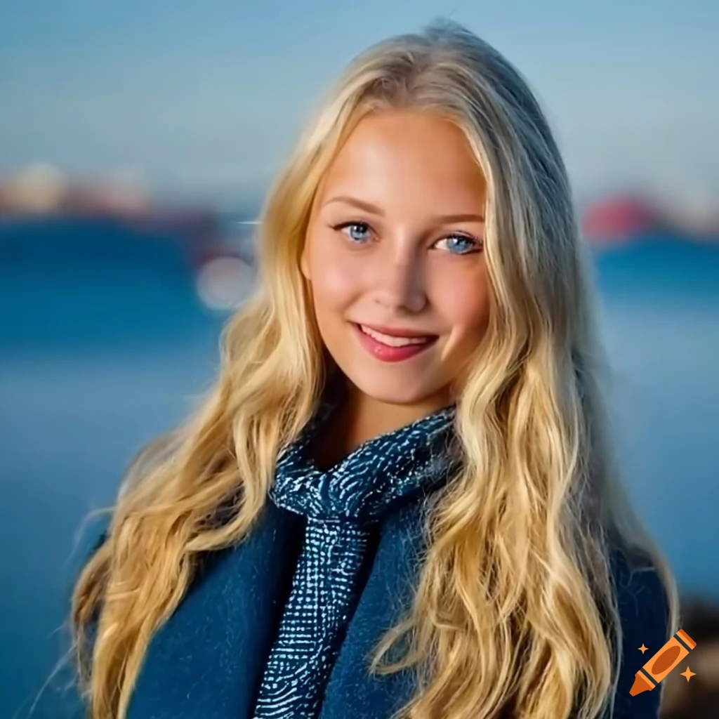 Realistic portrait of a blonde girl with big eyes on Craiyon