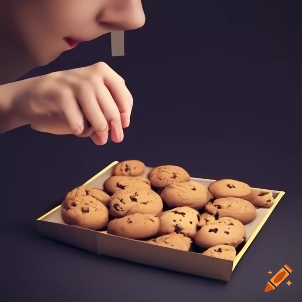 Person looking at a box of cookies on Craiyon
