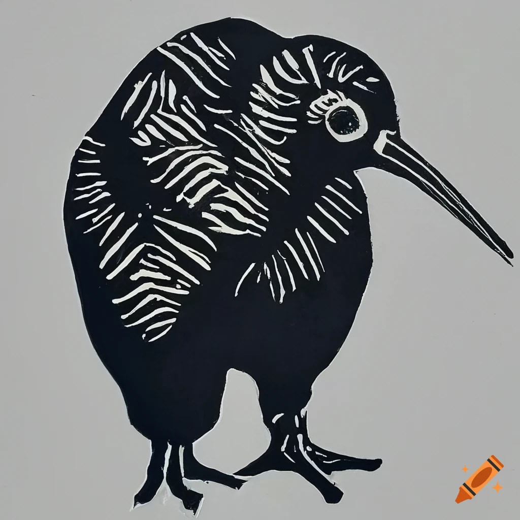 Robot bird linocut on Craiyon