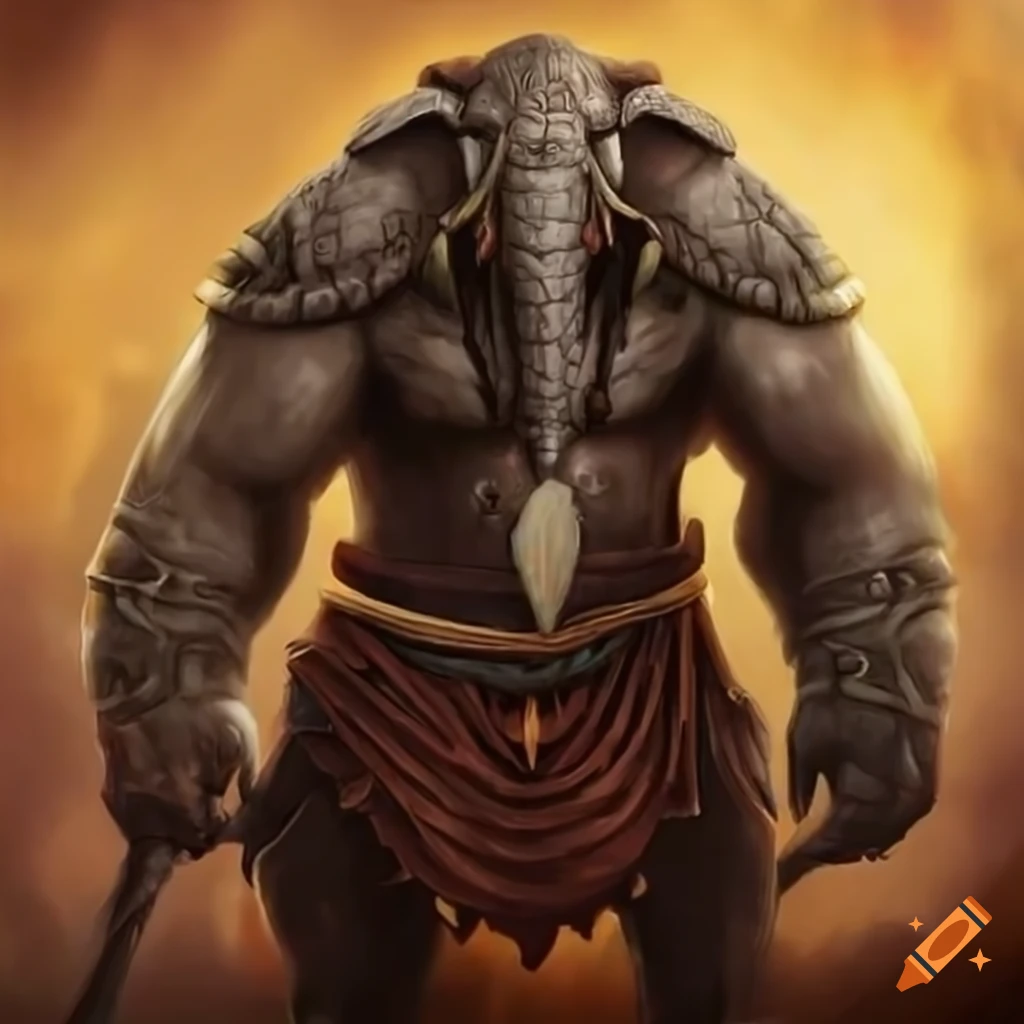 Detailed artwork of a loxodon warrior on Craiyon