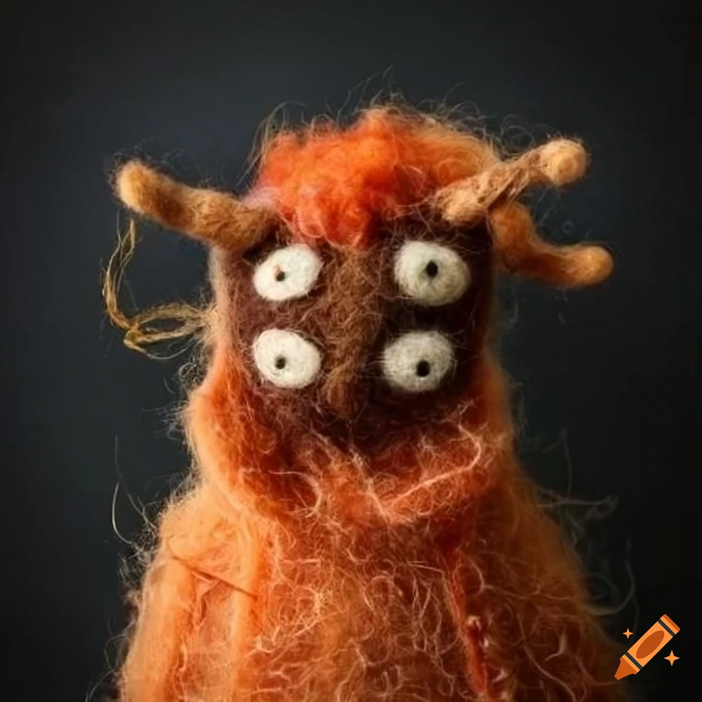 Felted wool october creatures in masks and costumes